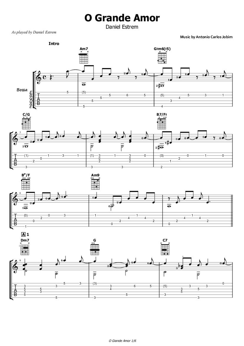 Antônio Carlos Jobim - O Grande Amor - Fingerstyle Bossa Tab - António ...