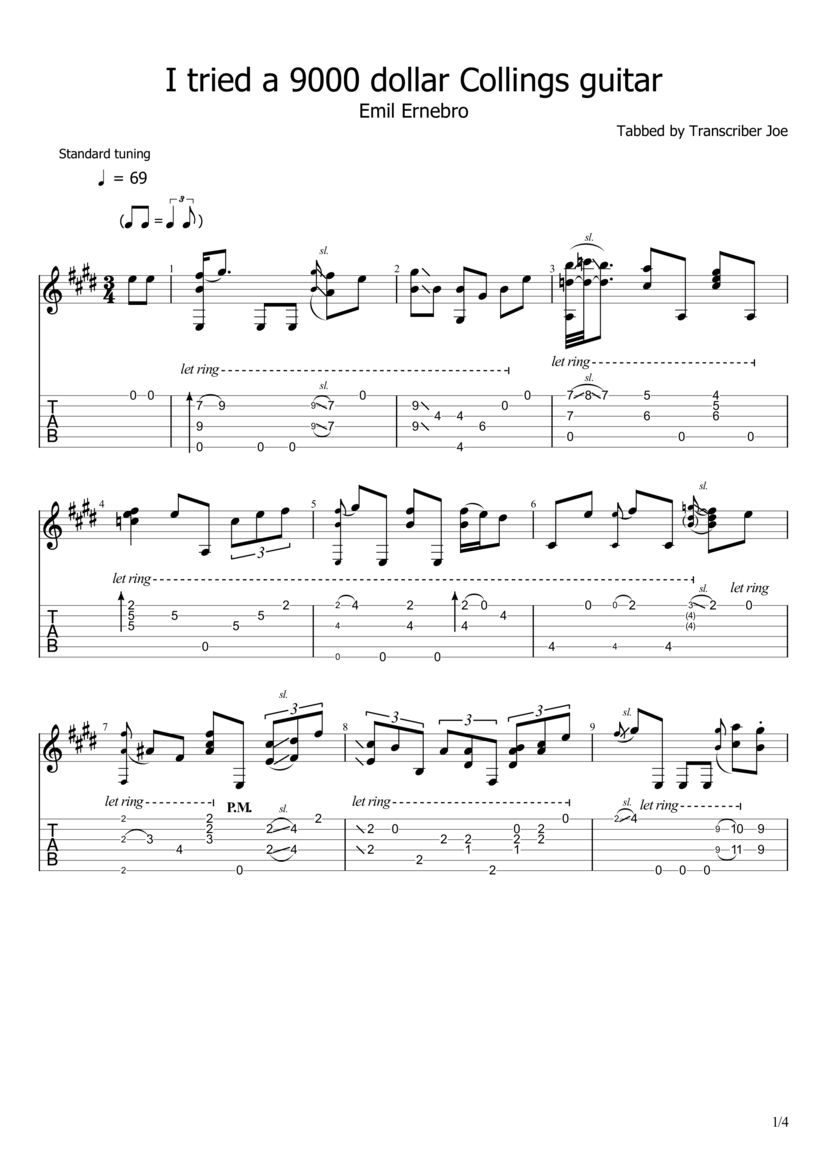 I tried a 9000 dollar Collings guitar tab - Emil Ernebro