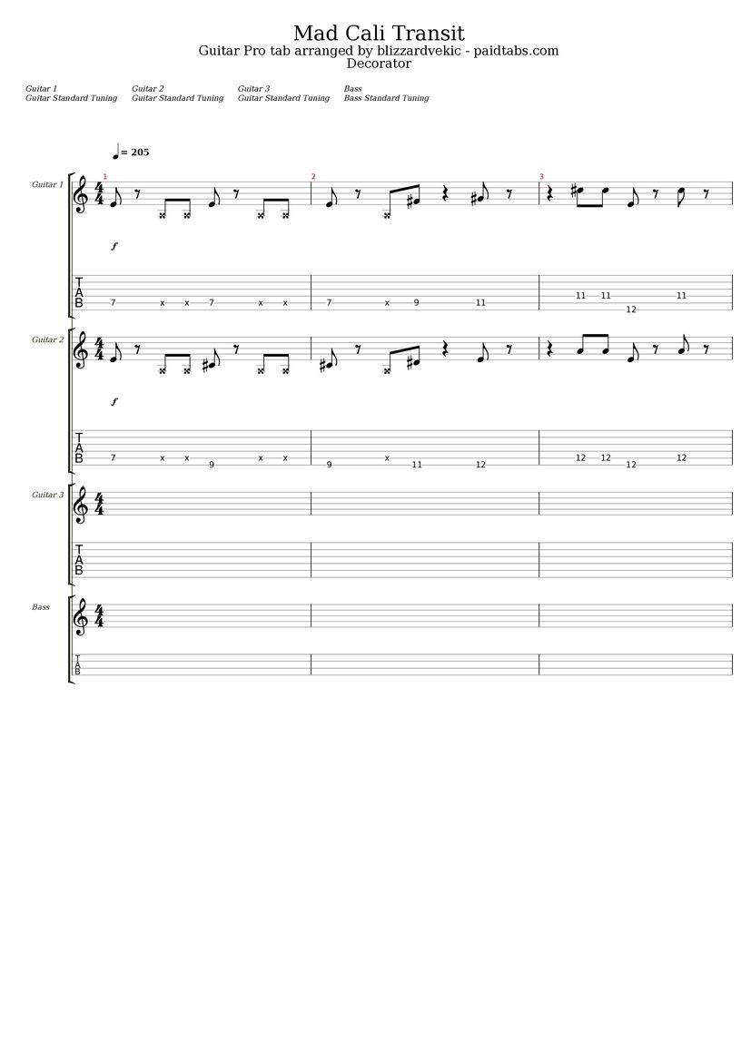 Mad Cali Transit Chords & Tabs - Decorator