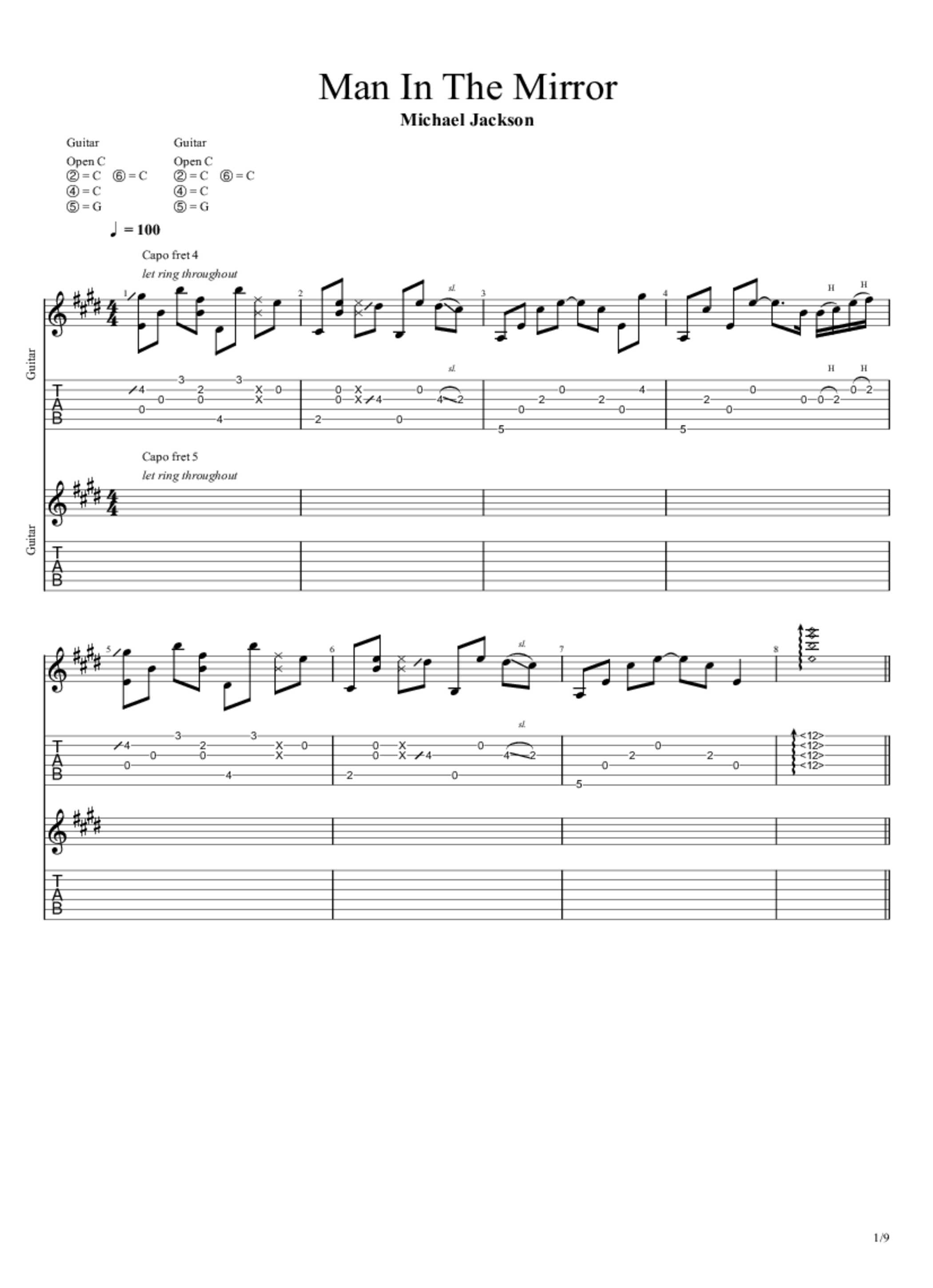 Michael Jackson - Man In The Mirror Acoustic Chords & Tabs