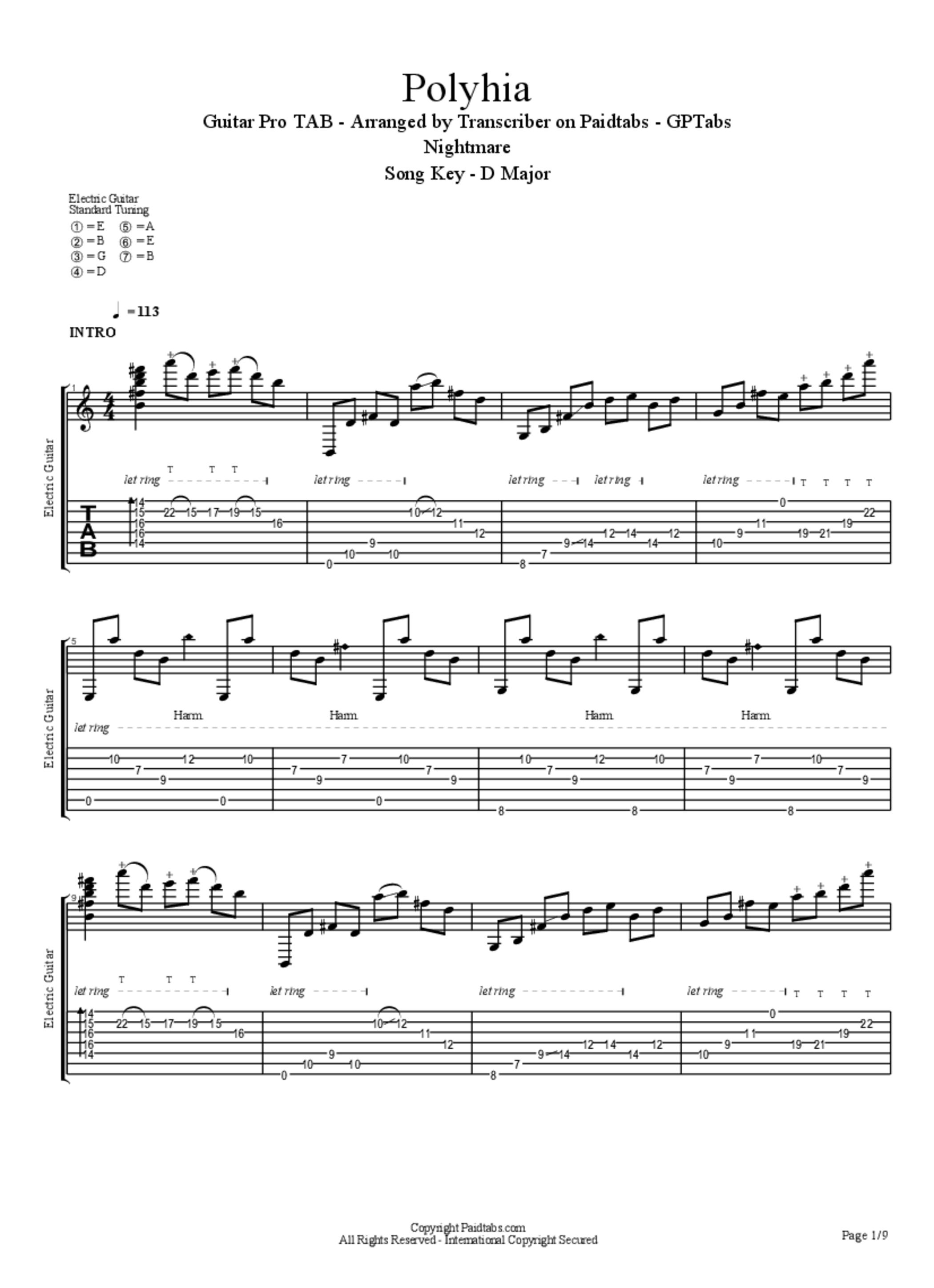 Polyphia | Nightmare (Official Music Video) guitar tab & chords by Polyphia. PDF & Guitar Pro tabs.