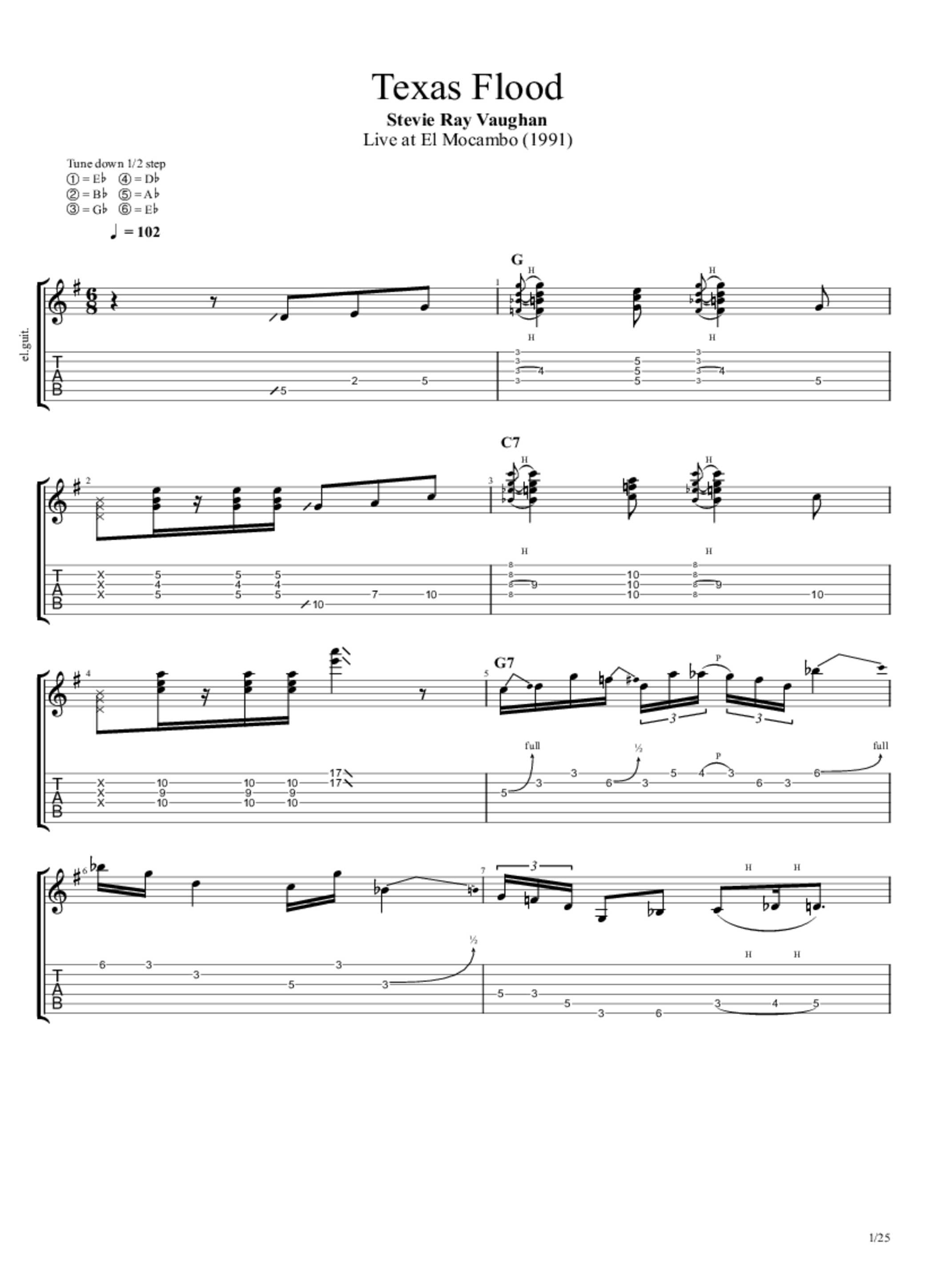 Stevie Ray Vaughan Guitar Chords