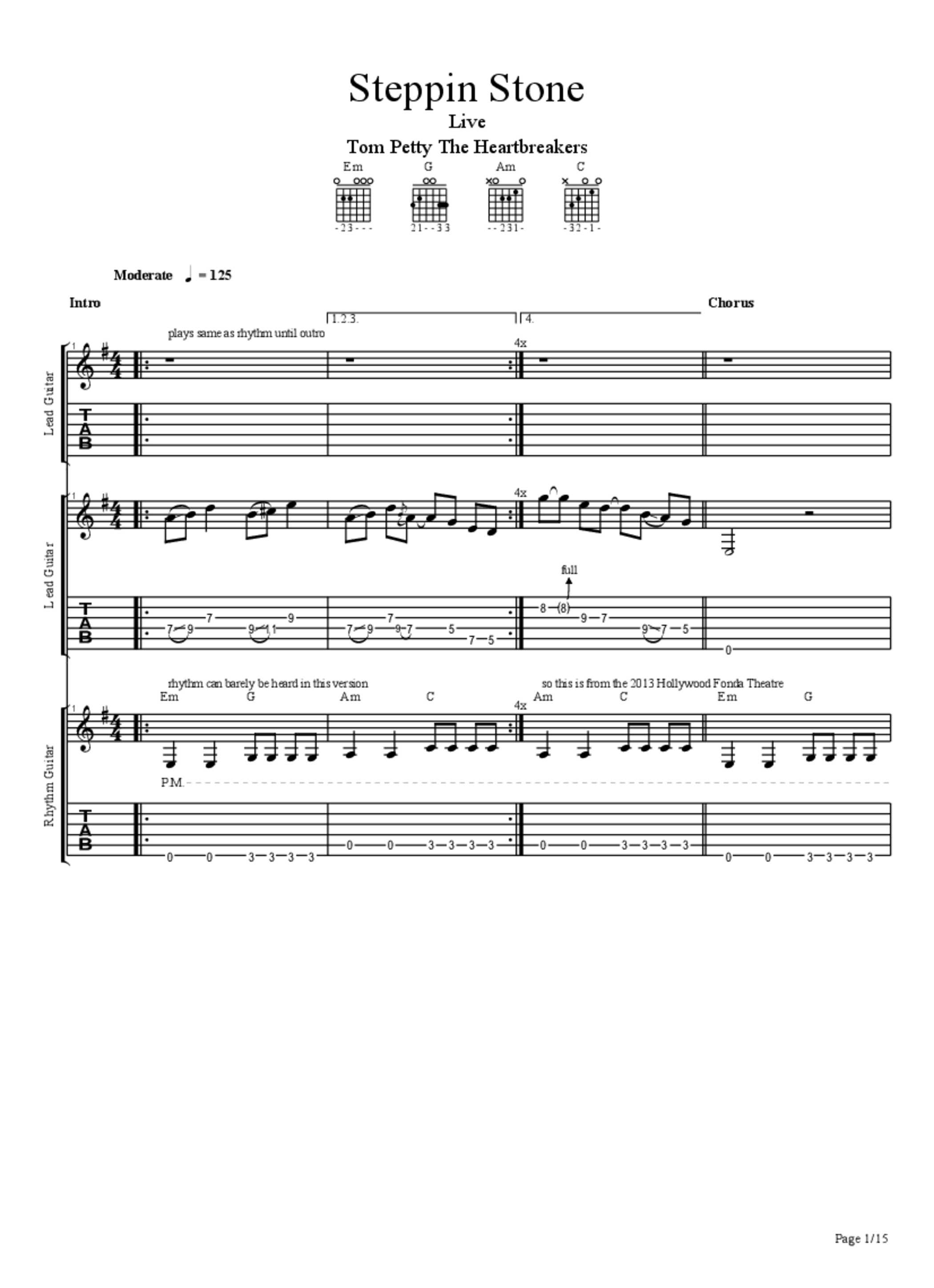 Tom Petty & The Heartbreakers - Steppin' Stone LIVE Tab - Michael Valdez