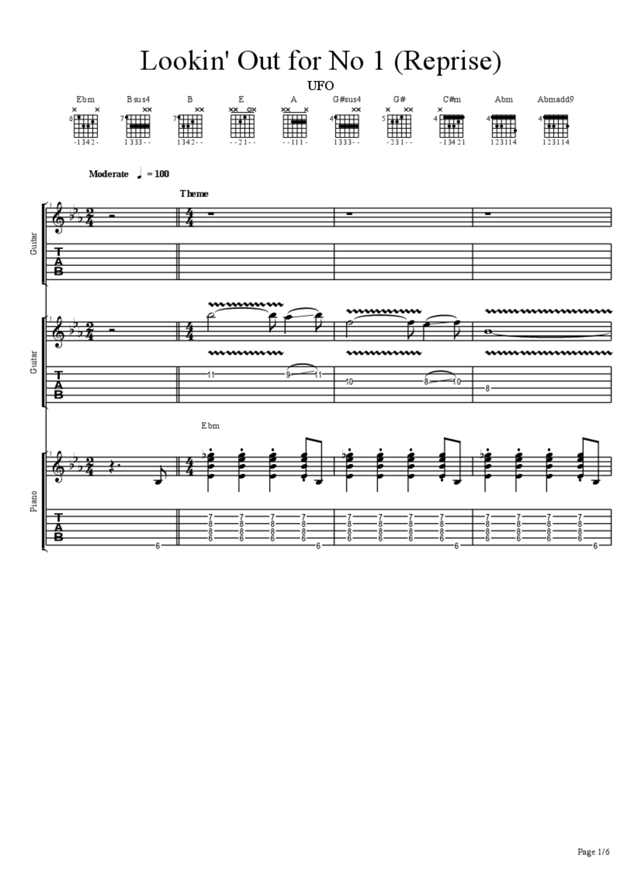 UFO Lookin' Out for No 1 Reprise Tab - Southern Rocker