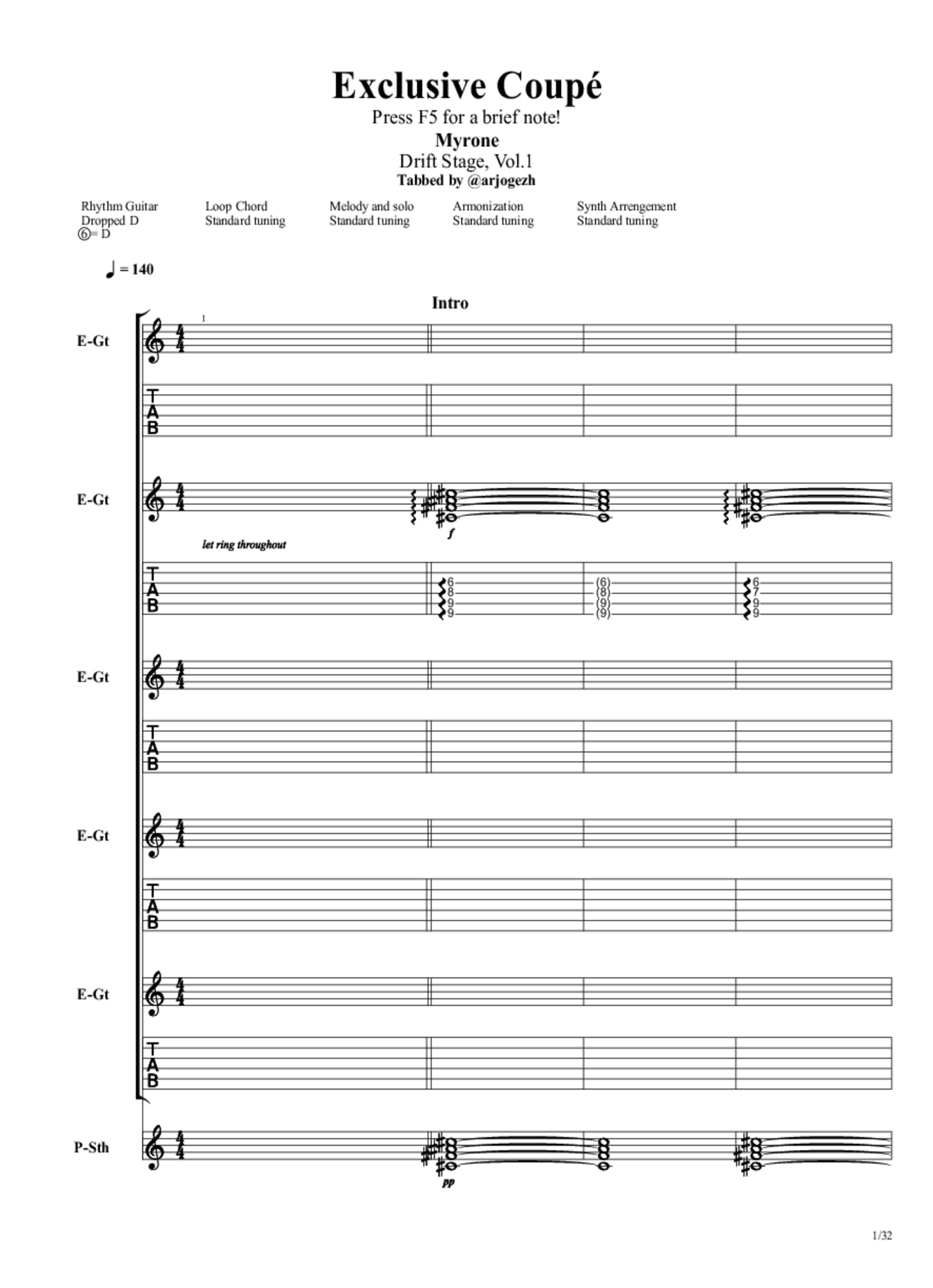 Exclusive Coupé Tab - Myrone | PaidTabs.com